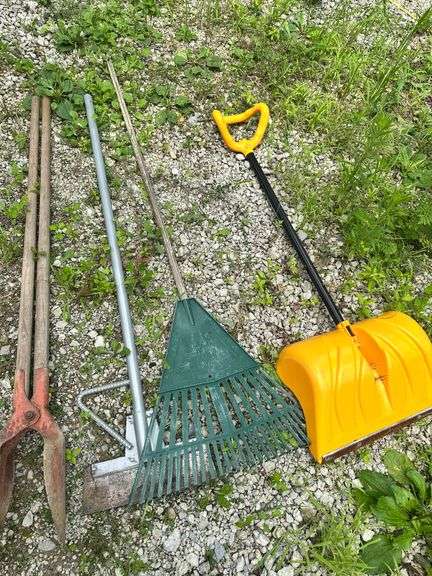 Assorted Garden Tools, Hoes, Rakes, and Picks - Auction Ohio