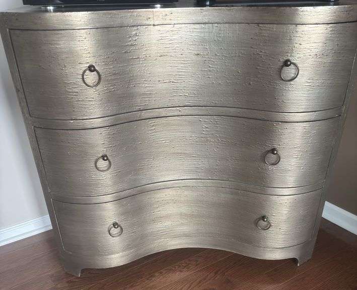 3 Drawer Curved Metallic Dresser - Auction Ohio
