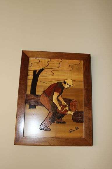 Dan D. Woodcut Art Plaque - Auction Ohio