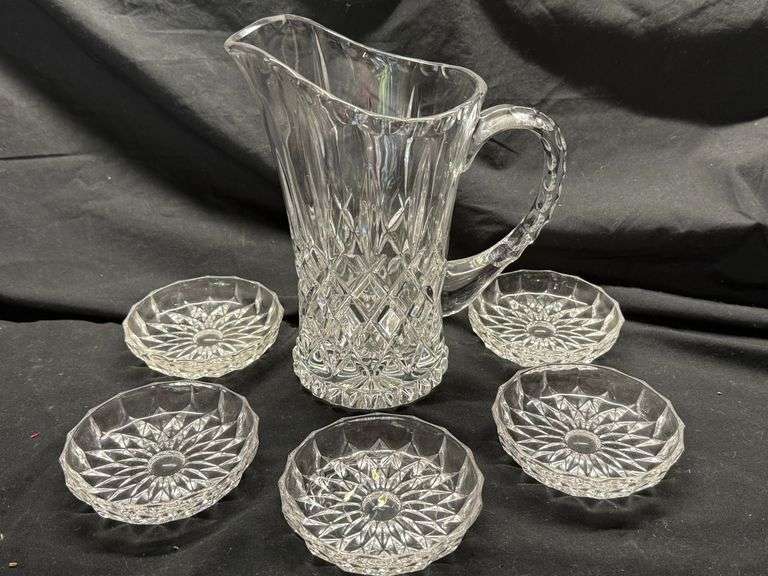 Crystal Pitcher and Coasters - Auction Ohio