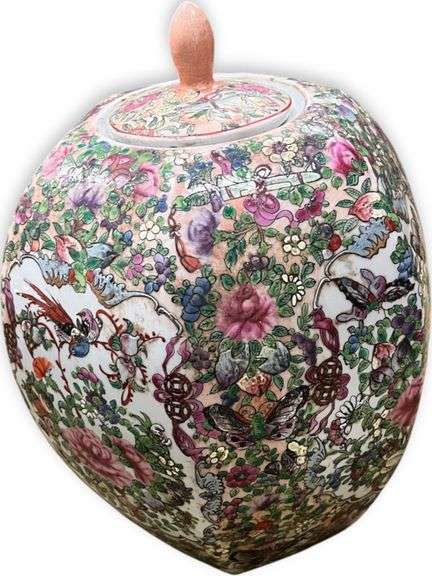 ROSE CANTON LIDDED JAR. - Auction Ohio