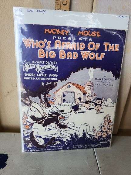 1933 Mickey Mouse Whos Afraid Of The Big Bad Wolf Sheet Music - Auction ...