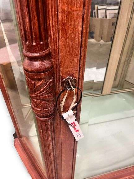 CARVED DISPLAY CABINET WITH GLASS PANELS. - Auction Ohio