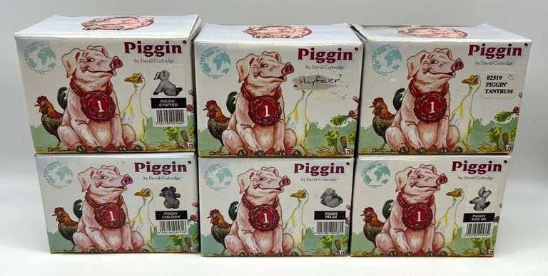 Set of 6 - Piggin' Figurines in Boxes (Small) - Auction Ohio