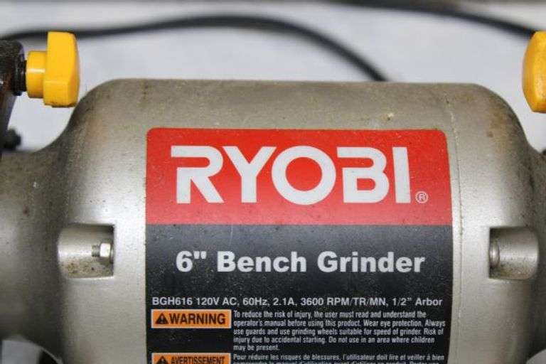 Ryobi 6-Inch Bench Grinder with Coolant Tray and Adjustable Tool Rests ...