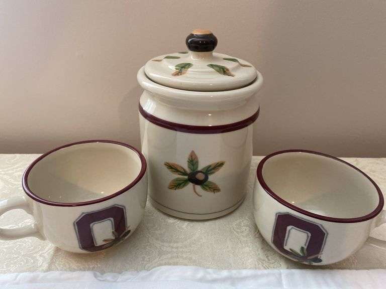 Hartstone USA - OSU mugs and canister with lid - Auction Ohio