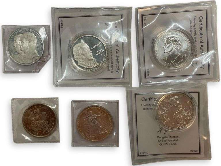 SIX COMMEMORATIVE SILVER COINS. - Auction Ohio