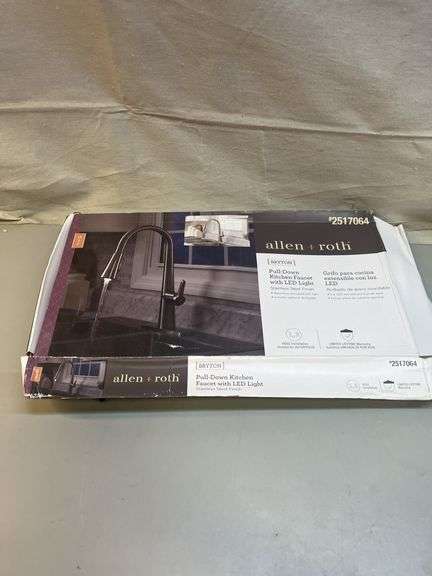 Allen + Roth Bryton Pull-Down Kitchen Faucet with LED Light, Stainless ...