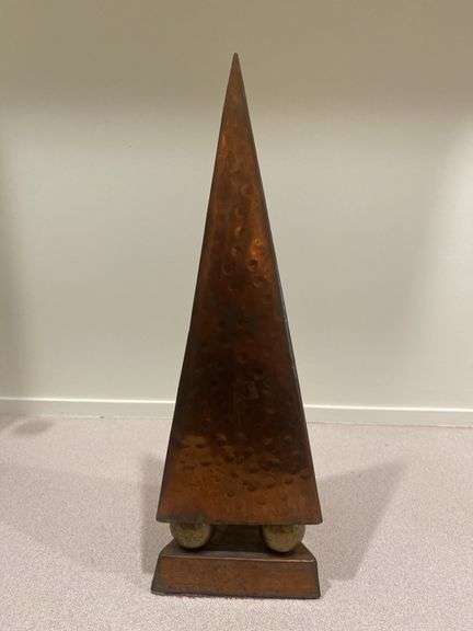 MCM hand-hammered copper pyramid obelisk - Auction Ohio