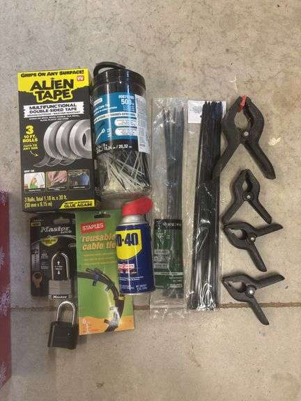 Zip/Cable Ties, Alien Tape, Master Locks x 2 , Spring Clamps - Auction Ohio
