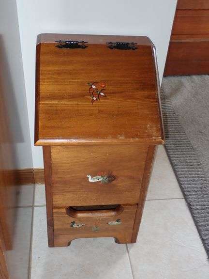 Vintage Primitive Wood Potato Bin with top hinged lid and bottom onion ...