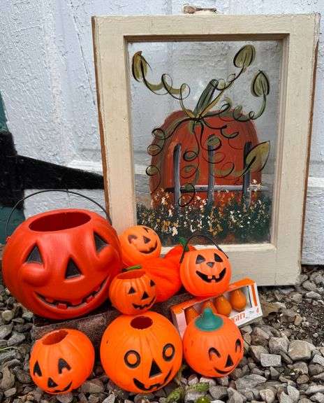 Vintage Halloween Jack-o’-Lantern Baskets, Plush Pumpkins, and Painted ...