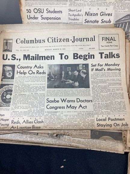 1970 Columbus Citizen-Journal Historic Headlines – Newspaper Lot ...