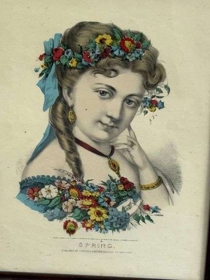 19th Century Framed Lithograph ‘Spring’ by Currier & Ives - Auction Ohio