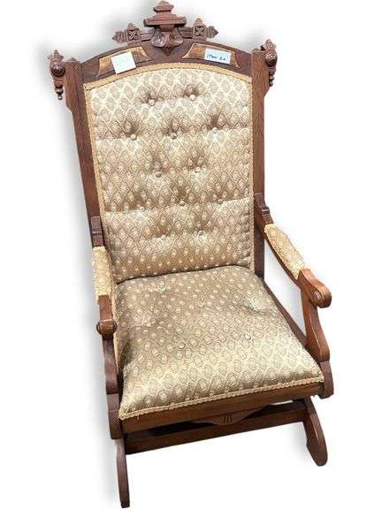 VICTORIAN WALNUT, BURL WALNUT, AND BUTTONED-DOWN PLATFORM ROCKER ...