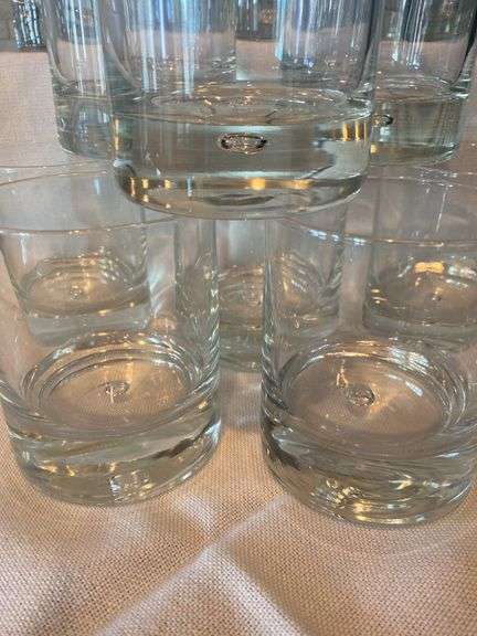 Clear glass bubble bottom matching tall and rocks glasses - Auction Ohio
