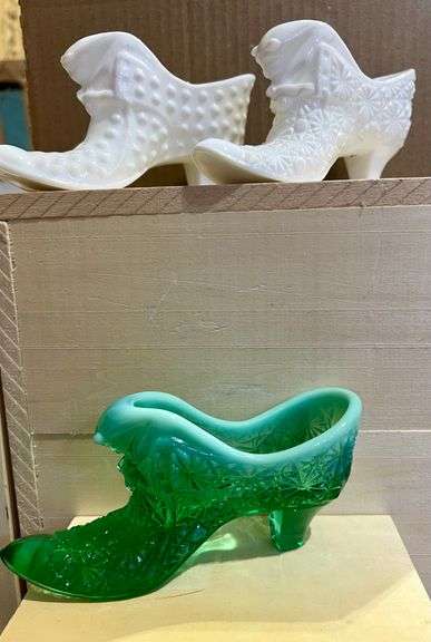 Cats Head Glass Fenton Slippers Lot of 2 - Auction Ohio