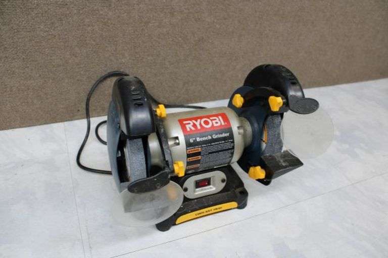 Ryobi 6-Inch Bench Grinder with Coolant Tray and Adjustable Tool Rests ...