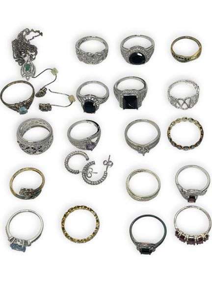 STERLING SILVER JEWELRY LOT WITH GEMSTONES. - Auction Ohio