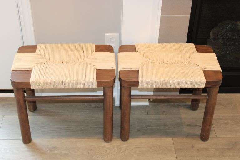 Rustic Woven Stools - Auction Ohio