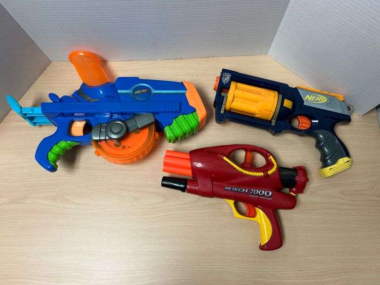 NERF Dart Blaster Trio – Includes AirTech 2000, Maverick REV-6 & Disc ...