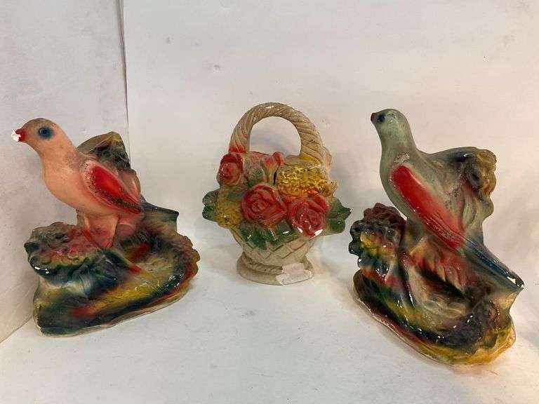 THREE MOLDED AND PAINT-DECORATED CARNIVAL CHALKWARE FIGURES. - Auction Ohio