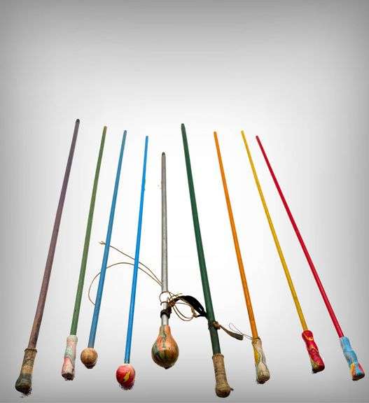 Nine Vintage Colorful Wooden Circus Sticks - Auction Ohio