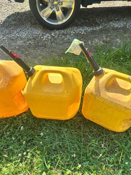 3) Yellow Diesel Fuel Cans with Spouts - Auction Ohio