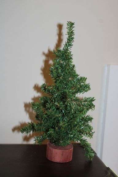Mini Artificial Pine Tree with Wood Base – 28" Tall – Rustic Holiday ...