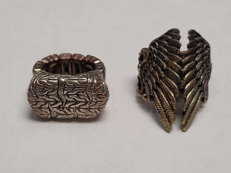Two Bold Statement Rings – Organic & Wing Designs - Auction Ohio