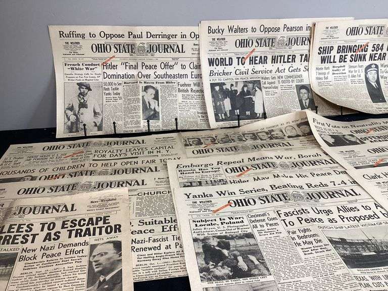 1939 WWII-Era Ohio State Journal Newspaper Lot - Auction Ohio