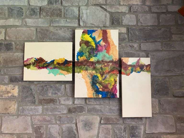 Multicolor original wall art - three sections - Auction Ohio