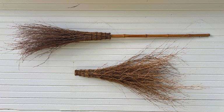 Handcrafted Broom With Woven Handles and Natural Stalks - Auction Ohio