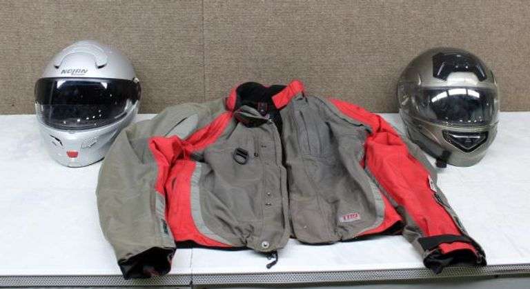 Motorcycle Gear Set with Nolan and Vega Helmets and Riding Jacket ...