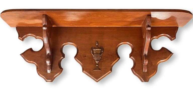 WALL SHELF WITH DECORATIVE BACK PANEL. - Auction Ohio