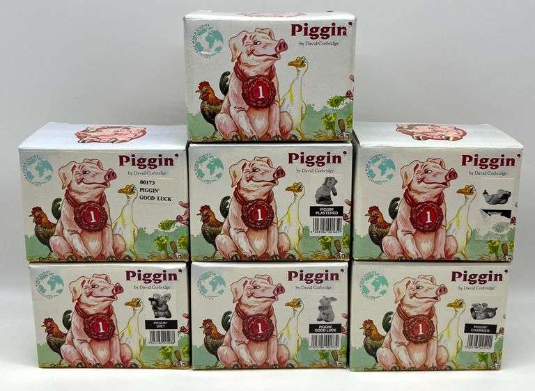 Set of 7 - Piggin' Figurines in Boxes (Small) - Auction Ohio