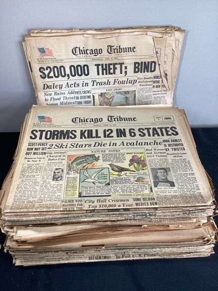 Large Stack of 1964 Chicago Tribune Newspapers – Storms, Crime ...