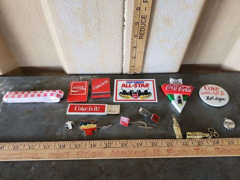 7UP Shoe String, Coca Cola Pins, Matches, Box Cutter, Etc. - Auction Ohio