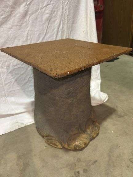 Genuine elephant foot table - Auction Ohio