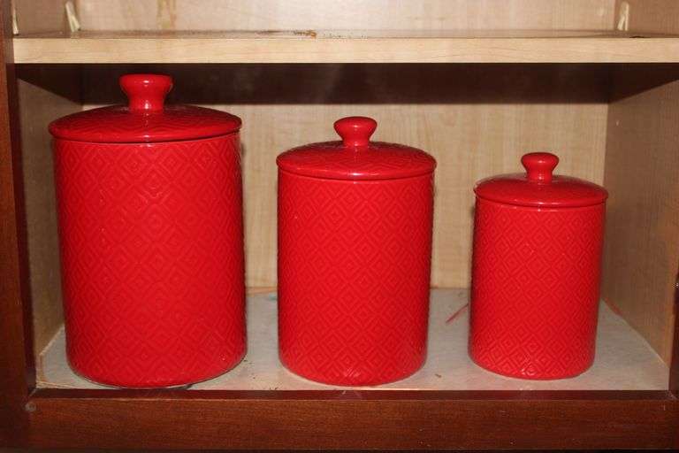 Red Ceramic Canisters - Auction Ohio