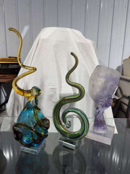Trio of Modern Art Glass Sculptures - Auction Ohio