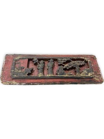 EAST ASIAN RECTANGULAR TEMPLE CARVING. - Auction Ohio