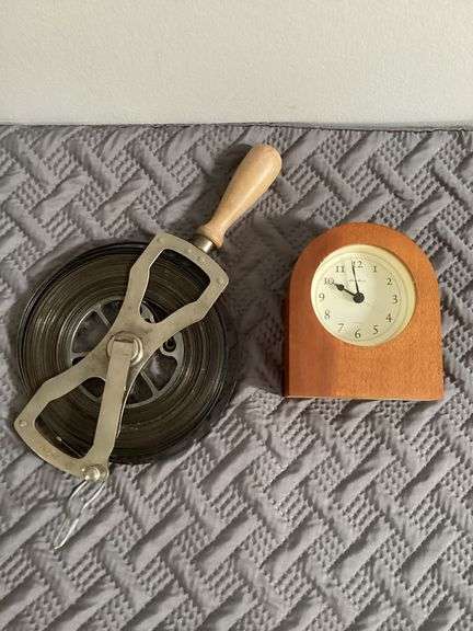 Steel Measuring Tape and Wooden Desk Clock - Auction Ohio