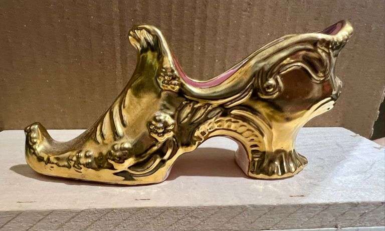 Golden Elf Shoe and Pottery Shoe - Auction Ohio