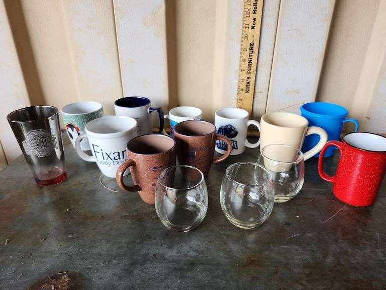 Assorted Mugs And Cups Ohio State Glass, Starbucks Mug, Shawnee State Mug And More - Auction Ohio