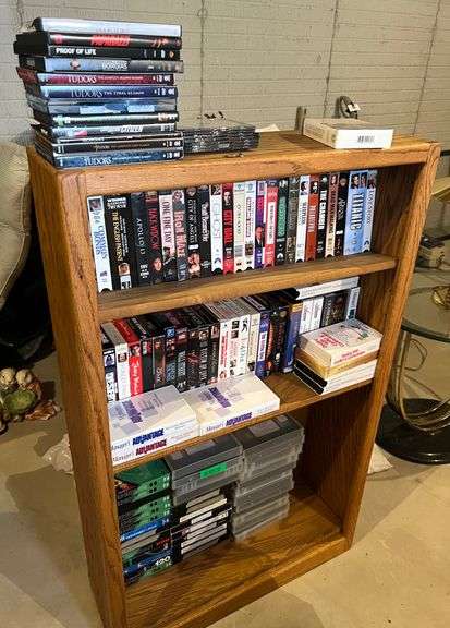Oak Bookcase - VHS & DVDs - Auction Ohio