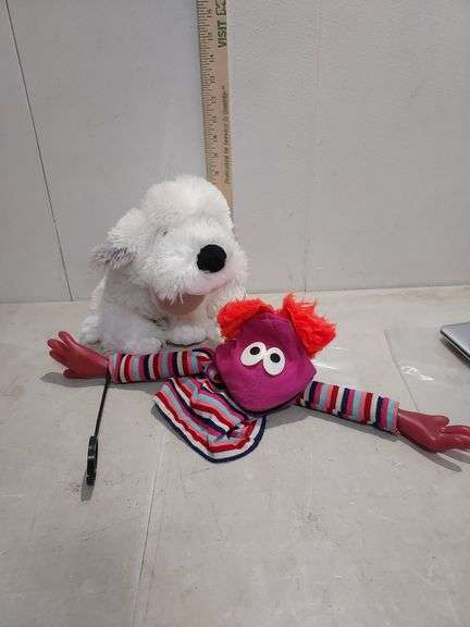 2 Puppets, Talking Dog, Purple Needs Eyes Reattached - Auction Ohio