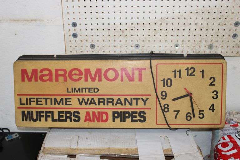Maremont Advertising Shop Clock - Auction Ohio