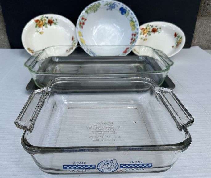 Pyrex & Anchor Hocking Glass Baking Dish Cookie Sheet & Serving Bowls ...