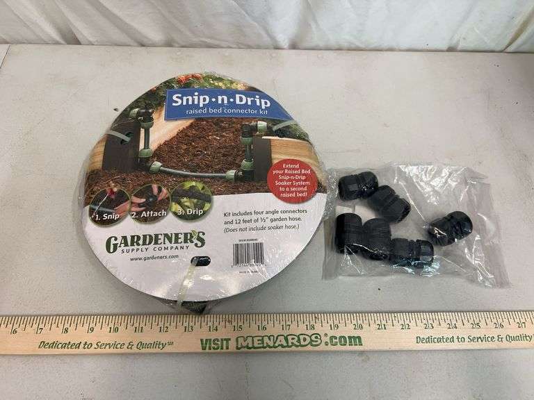 New Snip-N-Drip Raised Bed Connector Kit, 12' Garden Hose & Four Angle ...